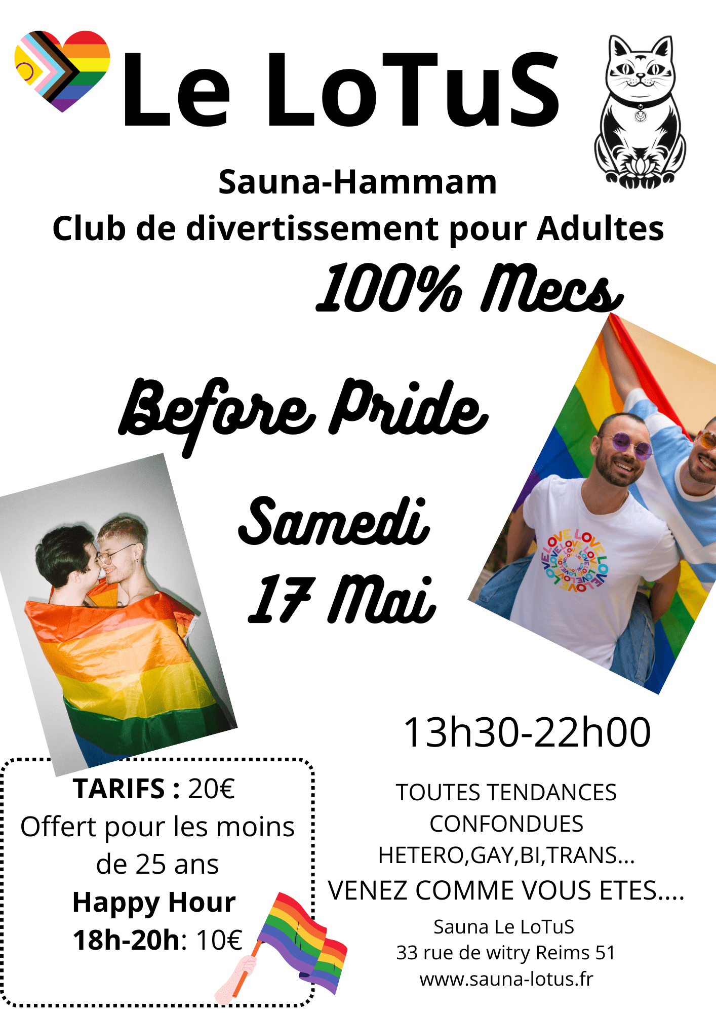 Soirée Before Pride - Club Libertin à Reims - Sauna Le Lotus